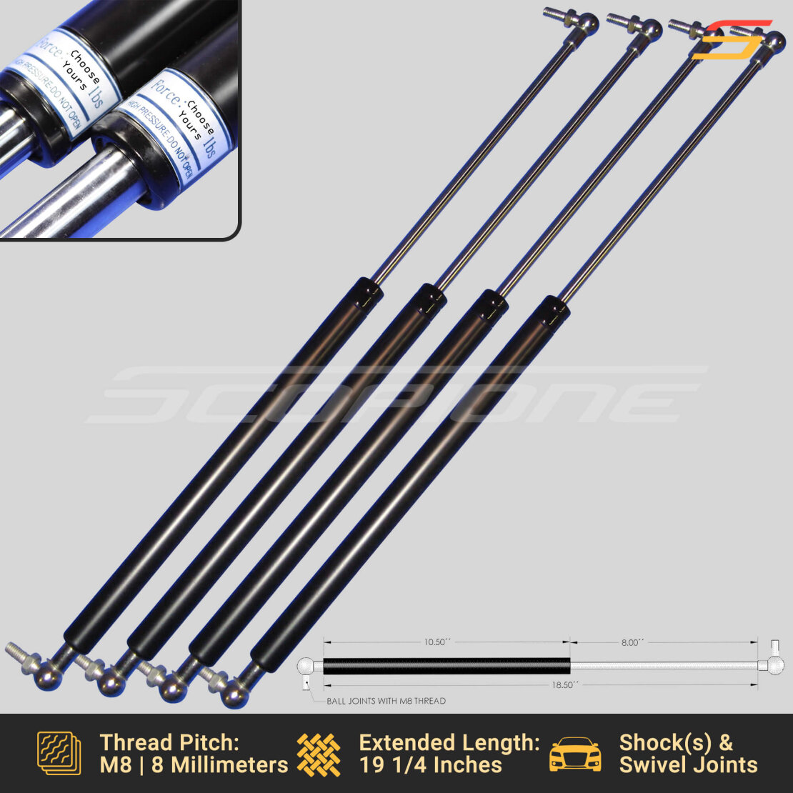 Lambo Vertical Door Kit Replacement 19.25" Shocks: Weld-On Kits